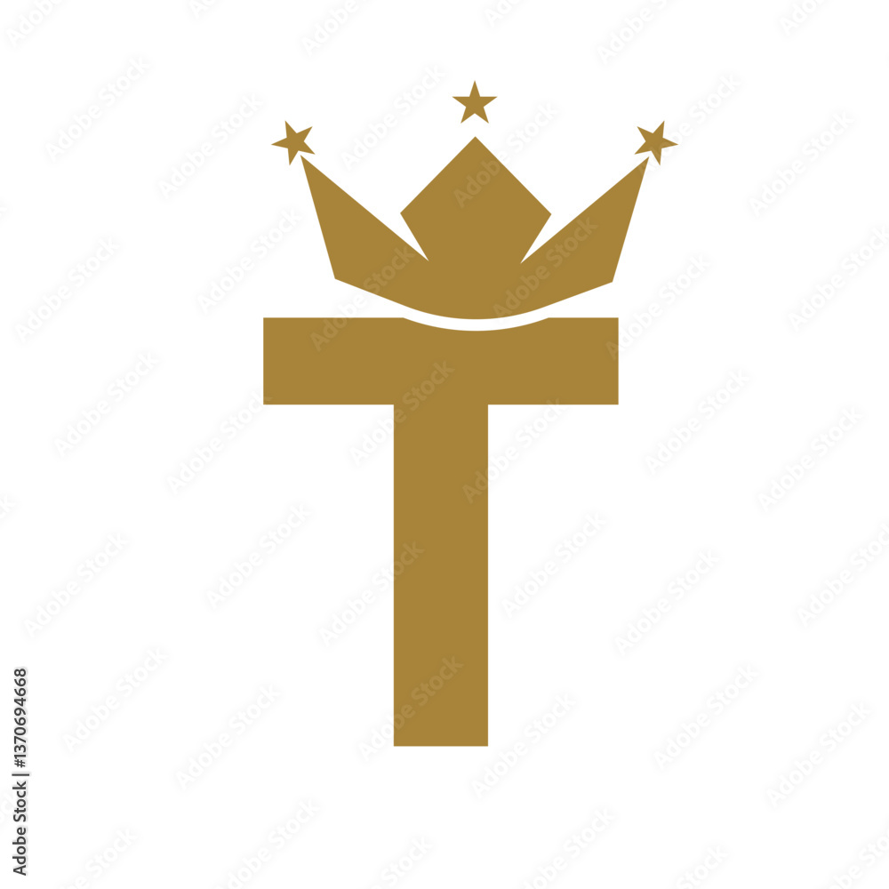 Letter T Crown Logo for Queen Sign, Beauty, Fashion, Elegant, Luxury ...