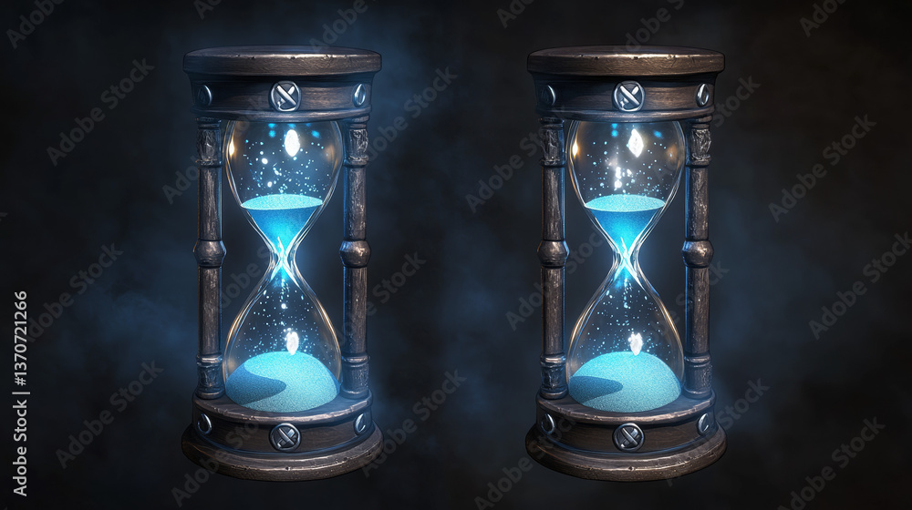 Hourglass rotation sprite sheet. Animation set of glass clock icons ...