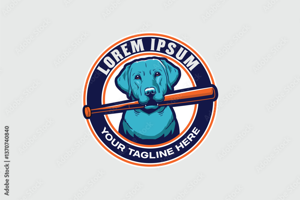 Labrador Retriever dog with baseball bat vector image template Stock ...