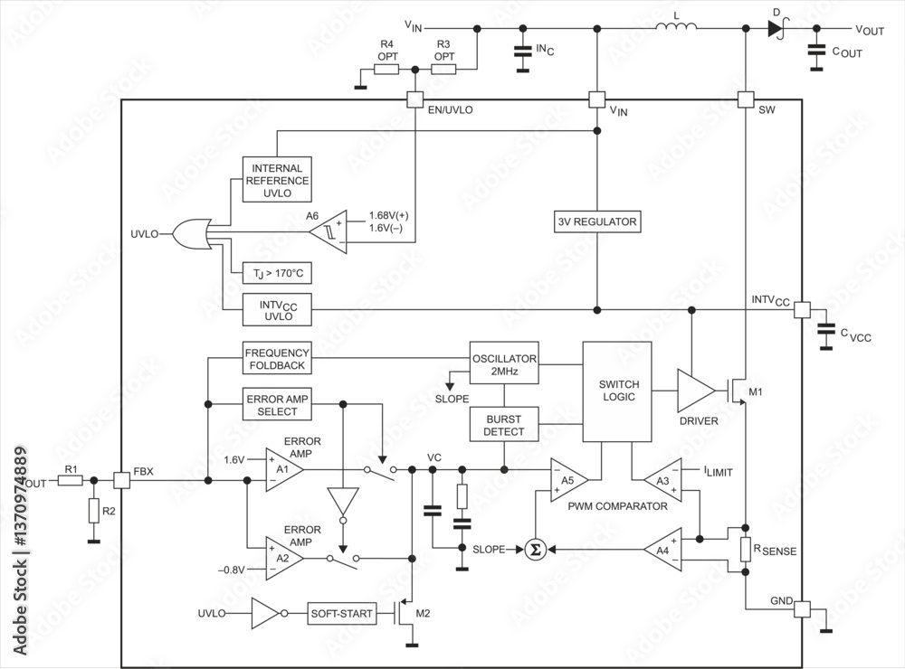 Image vectorielle Stock Technic schematic block diagram of digital ...