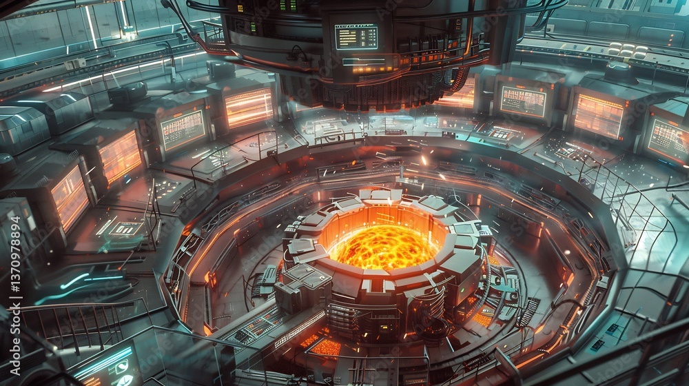 Ai managed nuclear fusion reactor glowing energy generates clean ...