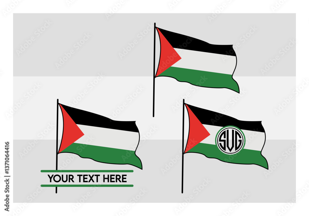 Vetor Palestine Flag SVG Silhouette Bundle, Palestine Silhouette, Flag ...