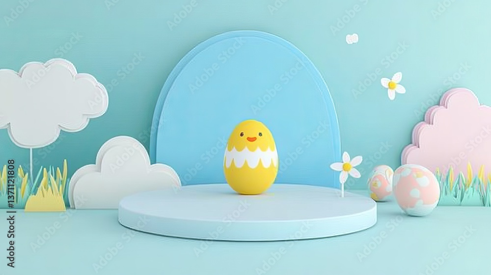 Use this Easter stage to show off your product. It's a simple, happy ...