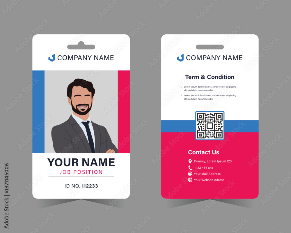 Modern and Simple Staff Identification Card template Stock Vector ...