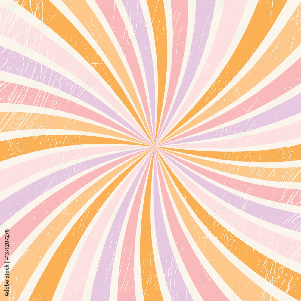 Vintage abstract background with swirling rays and grunge texture ...