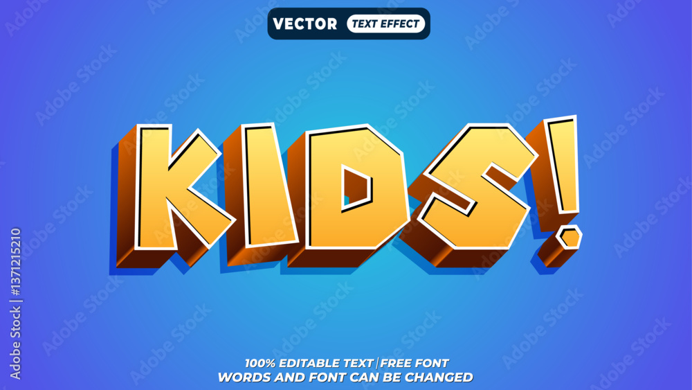 Colorful 3d editable kids vector text effect. Bold and playful ...