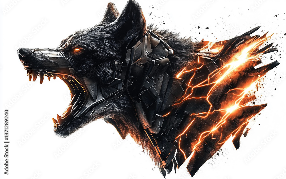 Cyber Wolf Gaming Logo with Futuristic Armor Isolated On White ...