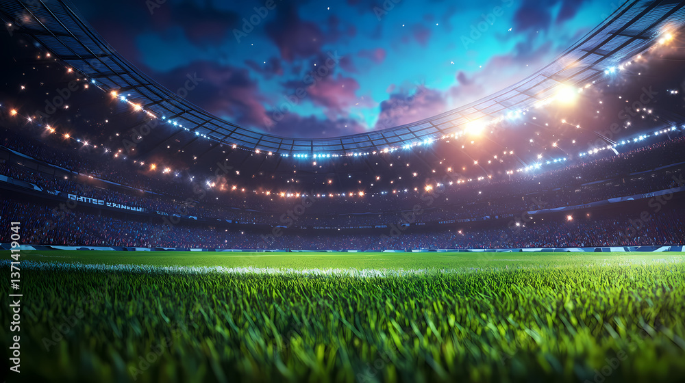 Stadium Under the Stars: The vast, empty stadium bathed in the ethereal ...