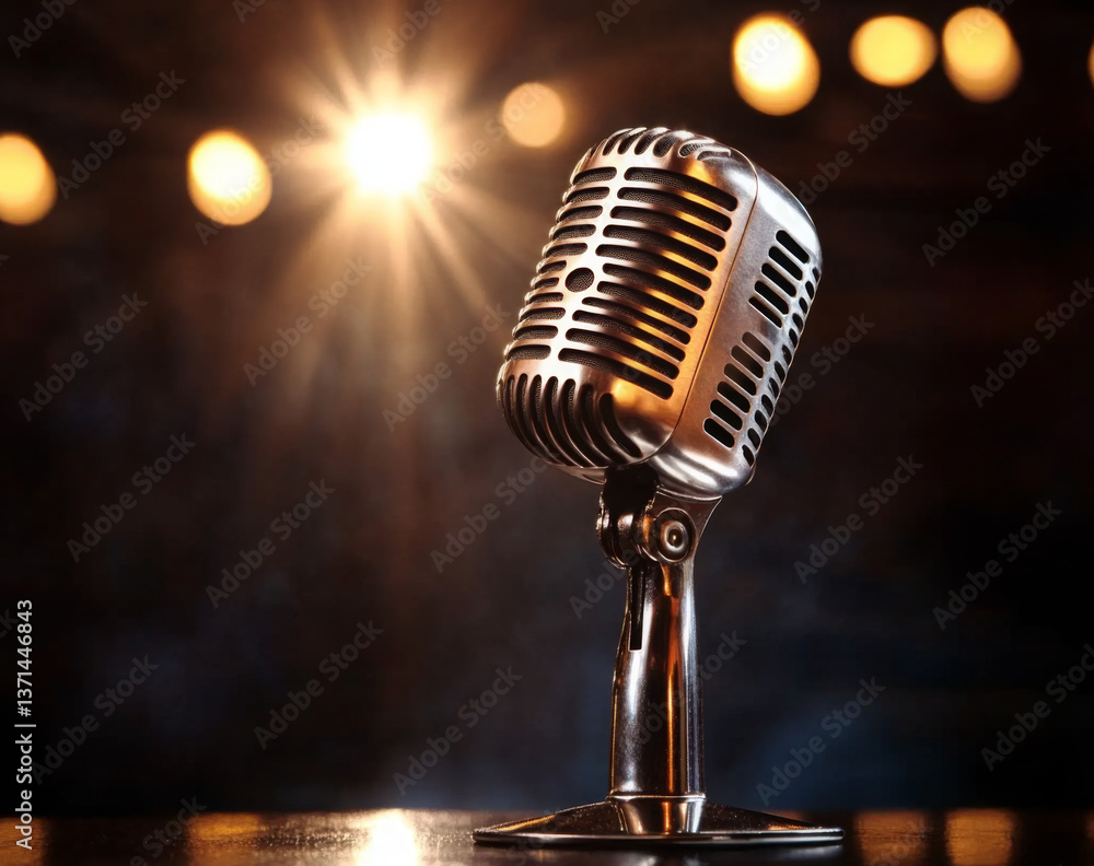 vintage microphone classic audio equipment on stage retro mic in ...