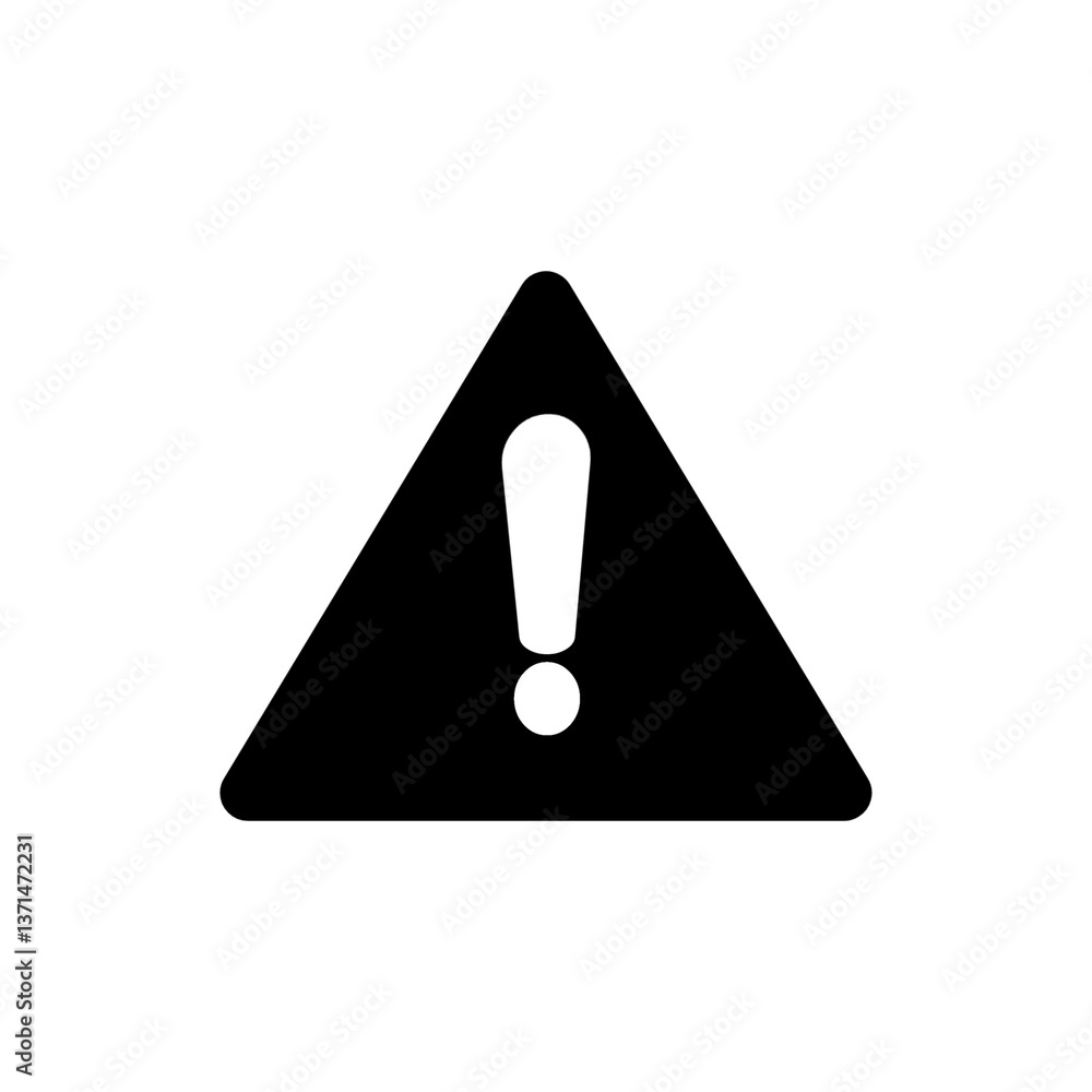 Exclamation mark of warning attention icon. Triangular warning symbols ...