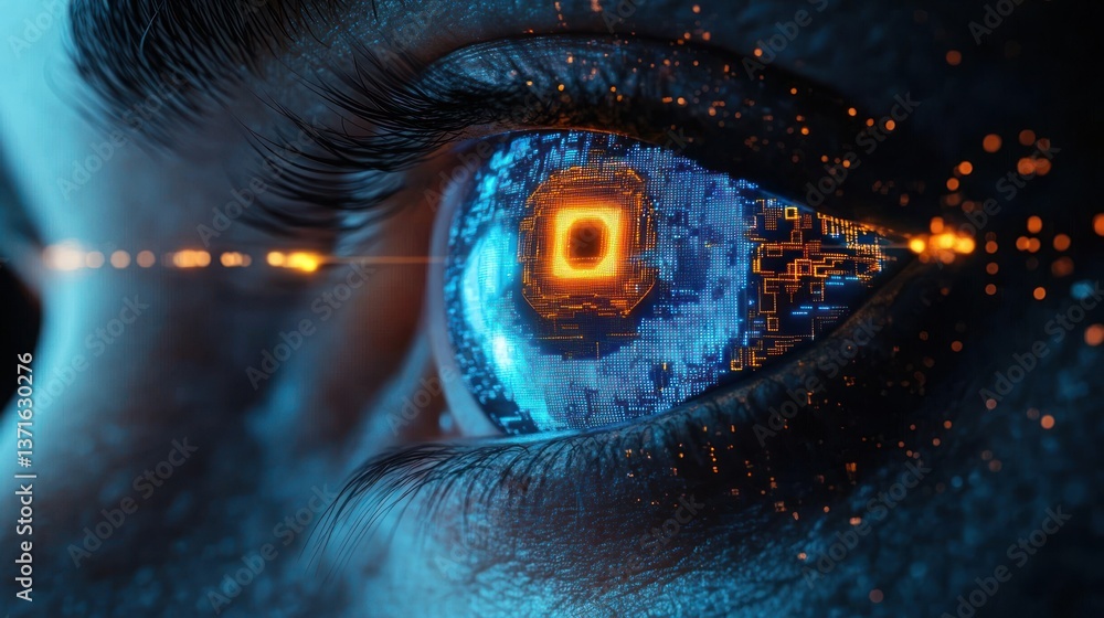 Futuristic Cyberpunk Eye with Biometric Authentication Technologies for ...