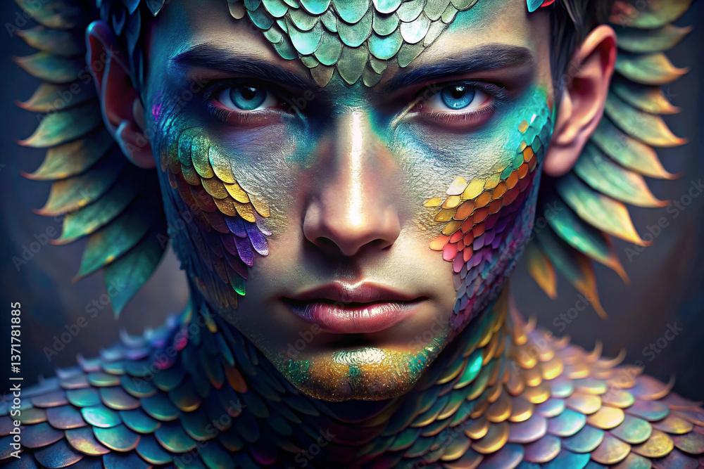 Human and animal traits using AI-generated textures and details Stock ...