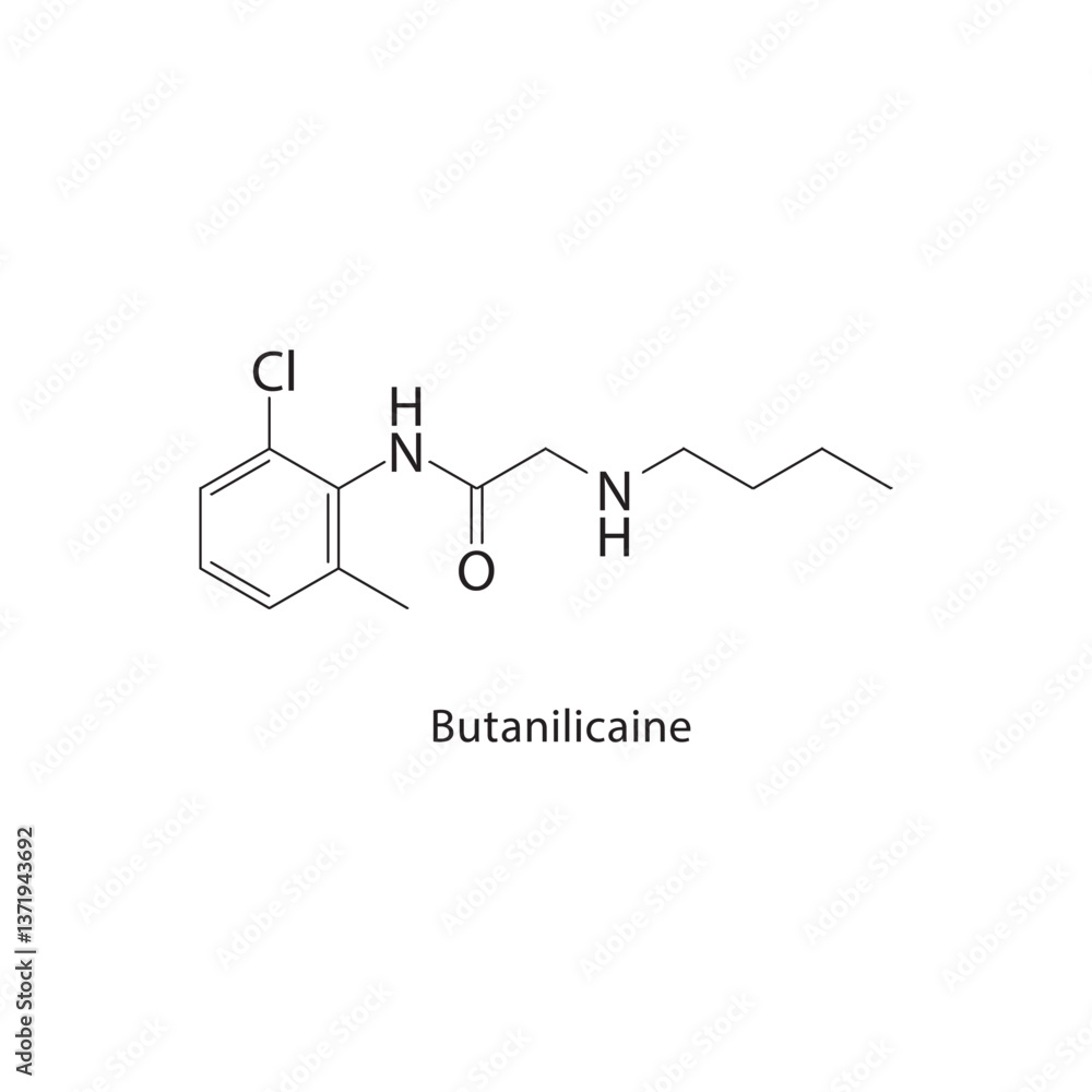 Butanilicaine skeletal structure. Local Anesthetic compound schematic ...