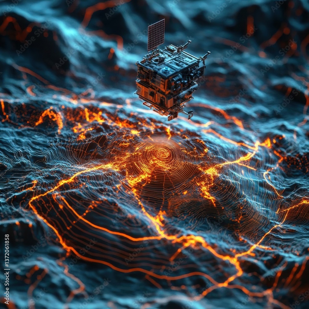 10. A floating AI satellite scanning the Earth's crust for seismic ...