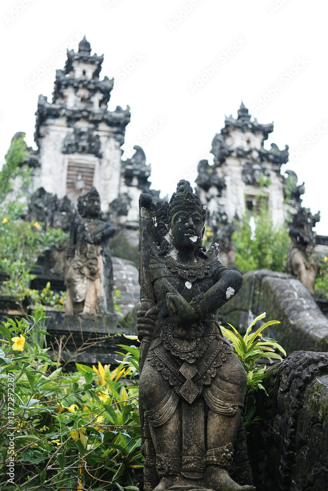 Ancient Hindu god angle decorated outdoor front arched entrance of ...