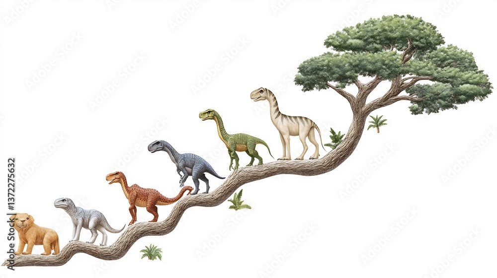 Animal evolution timeline highly detailed illustration displaying the ...