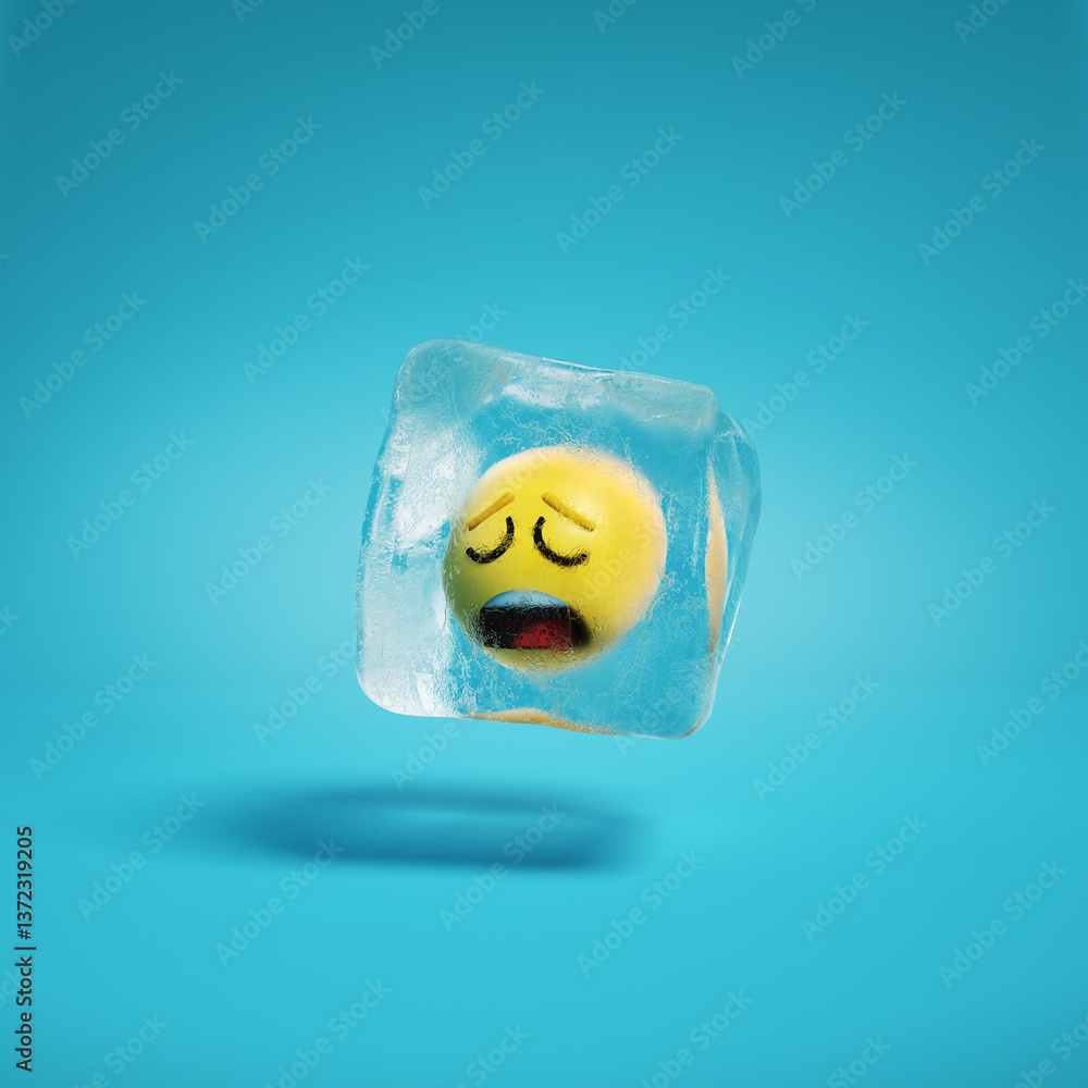 Stock-Illustration „Weary face emoji with closed eyes, furrowed brows ...