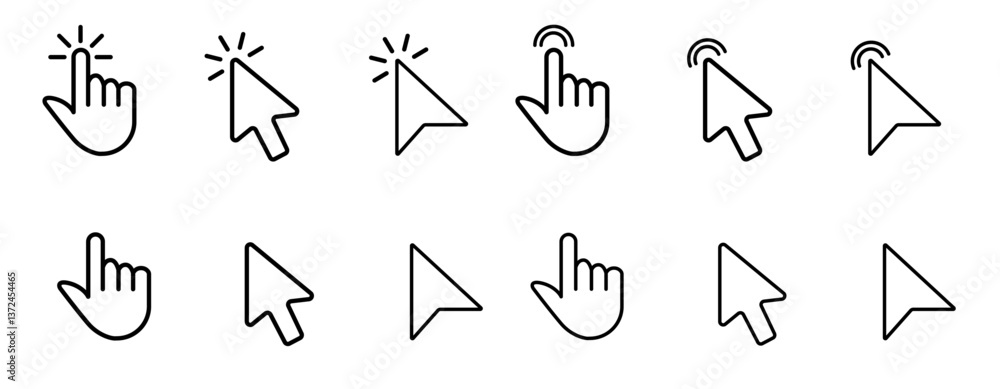 Computer Mouse Click Cursor Load Symbol Pointer Cursor And Loading