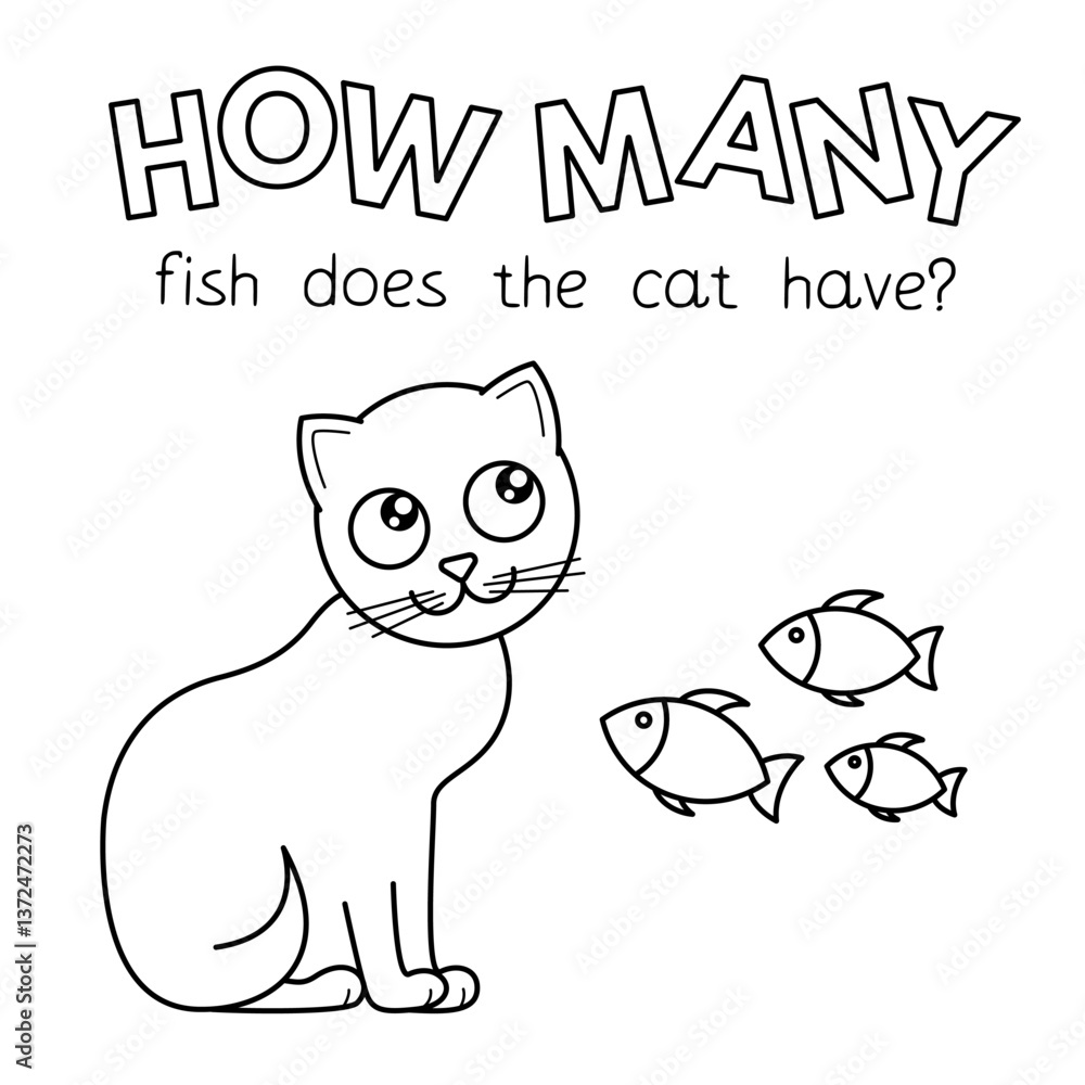 Vector de Stock Cartoon cat counting game. Vector coloring pages for ...