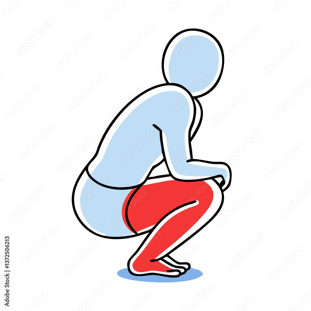 squatting figure in a dynamic pose against a plain background Stock ...