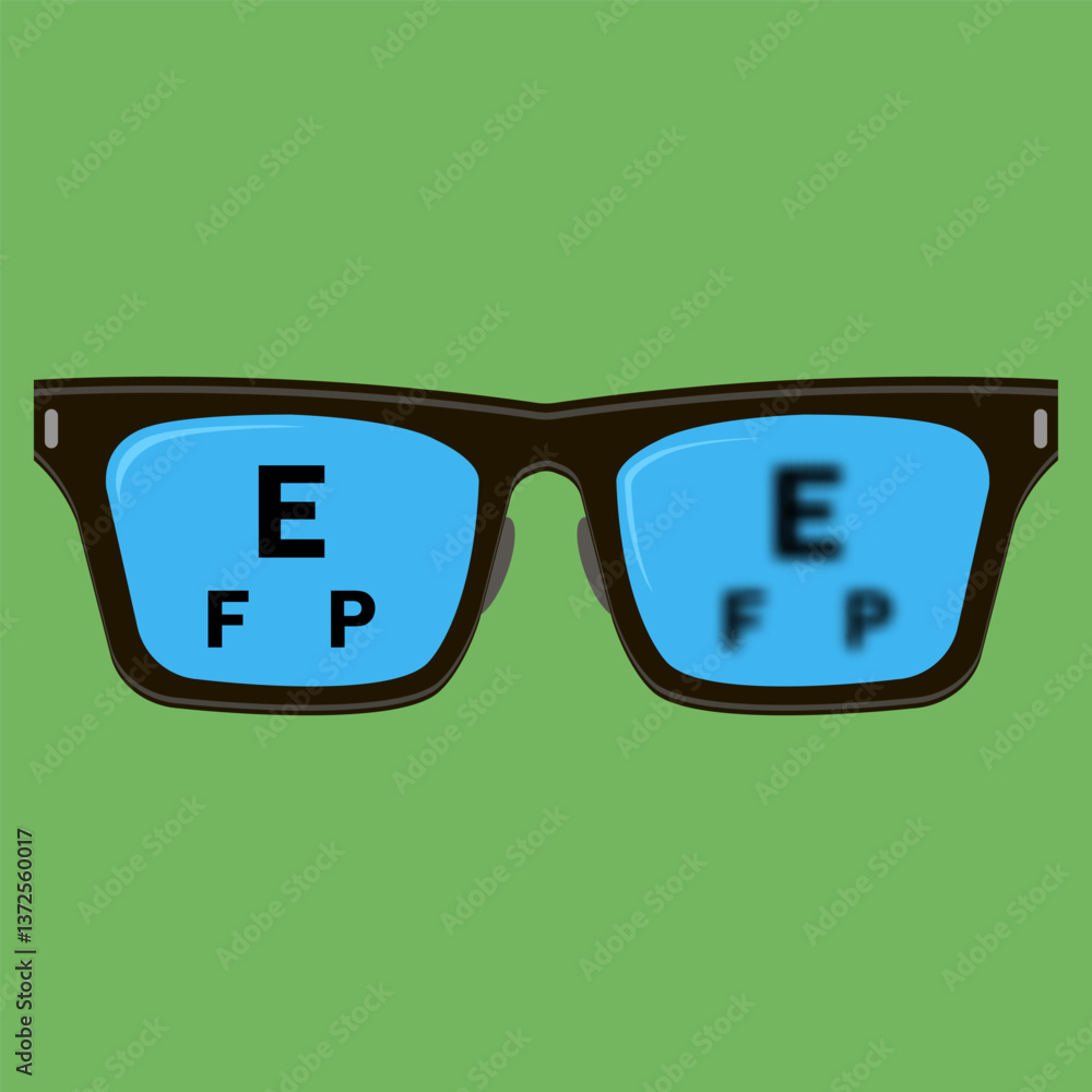 Vector Eyeglasses with zoom effect and eye test health. Reading eye ...