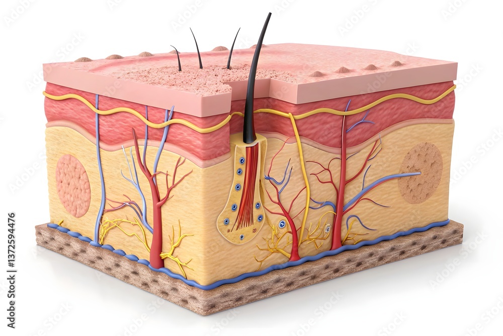 A Highly Detailed Cross Sectional 3d Medical Illustration Of Human Skin 3885