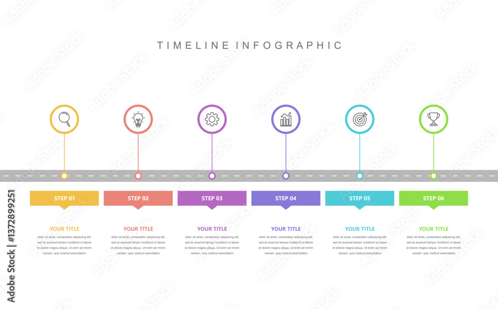 Business road map timeline infographic concept. with icons and 6 steps ...