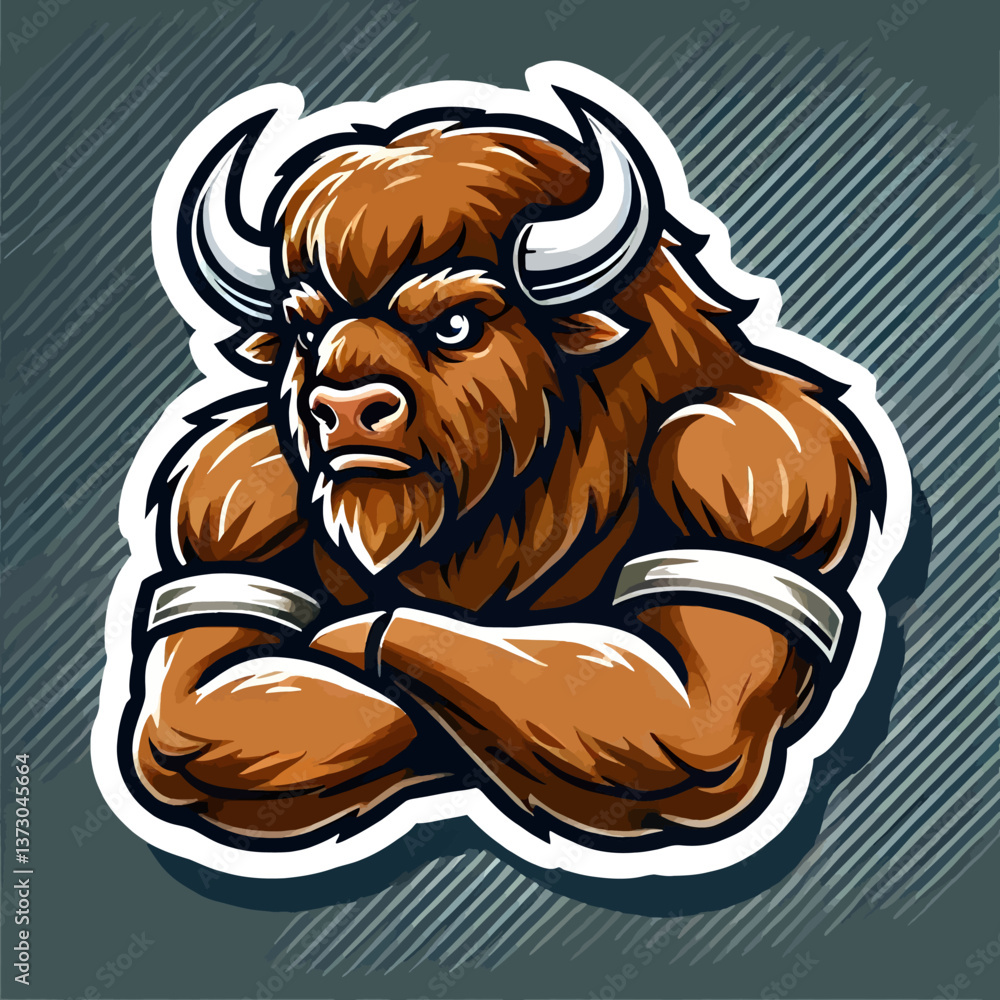 Emblema de bisonte en estilo mascota, realizado en formato vectorial ...