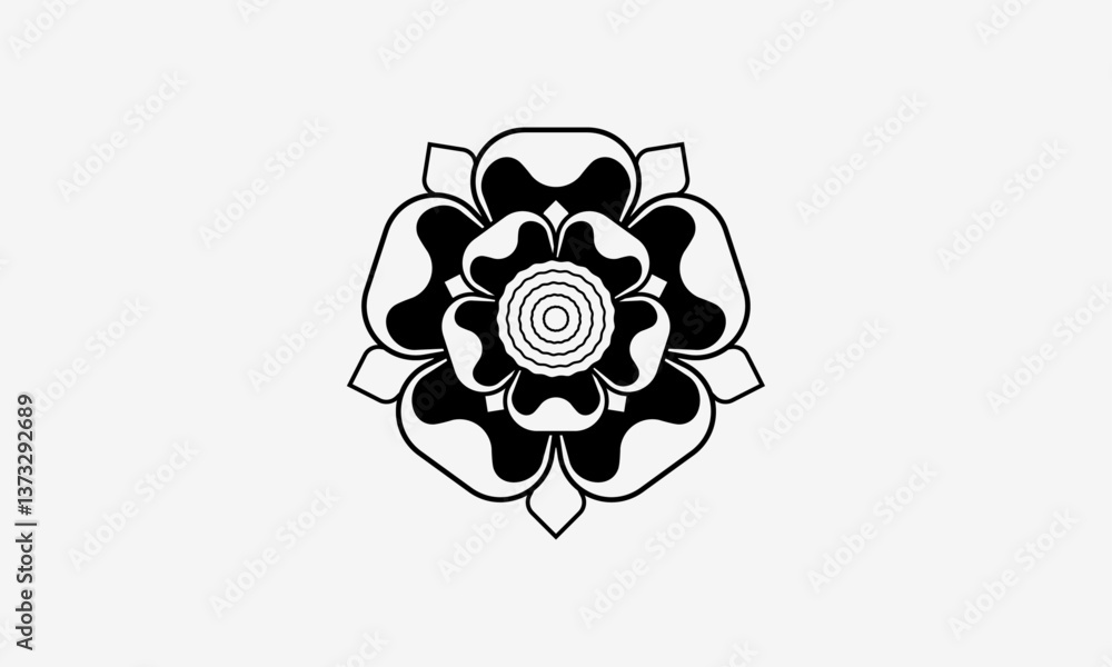 Tudor Rose of England Flower Outline Silhouette: English Heraldic ...