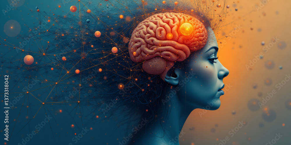 Human brain complex organ. Neural synapse process, memory idea. Smart ...