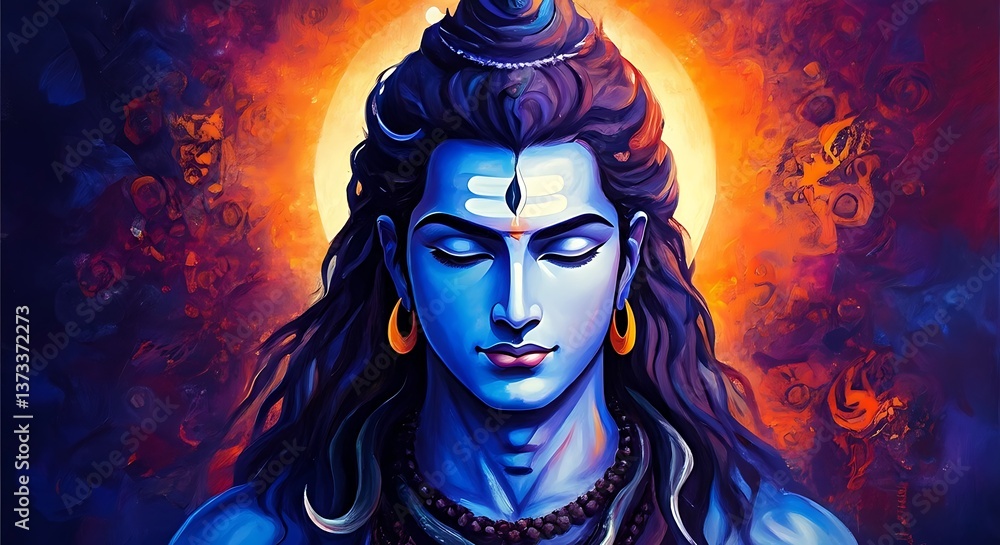 Ilustración de Stock Divine Lord Shiva in Cosmic Meditation. Hindu ...