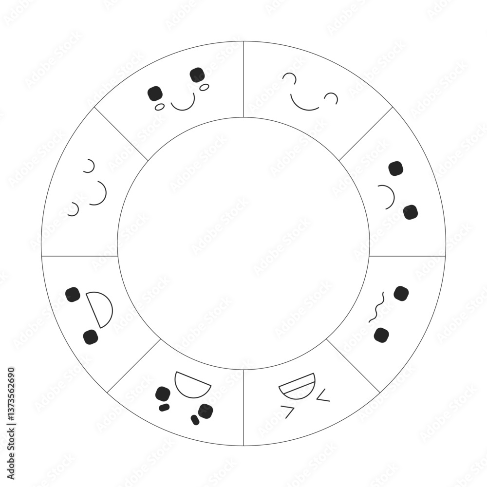 Circular infographic segments different emotions 2D line object ...