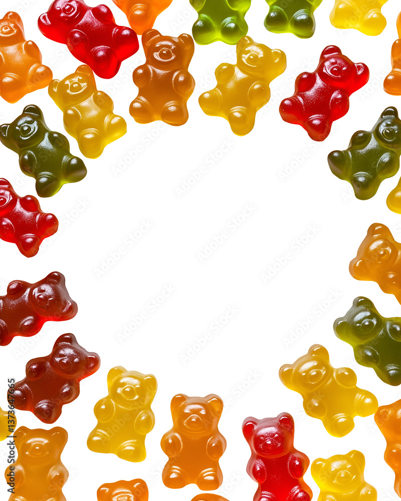 Gummy gummies jelly bear chewy sweet candy candies scattered surround ...