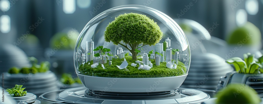 Circular economy concept city featuring waste-to-energy plants ...