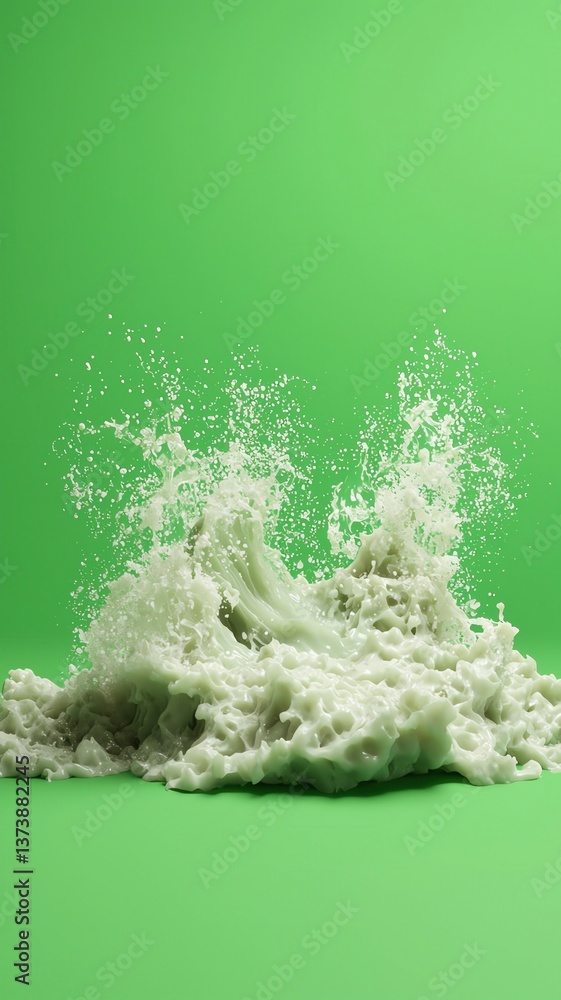 Tsunami Surge Alarm An abstract splash of green and white foam ...