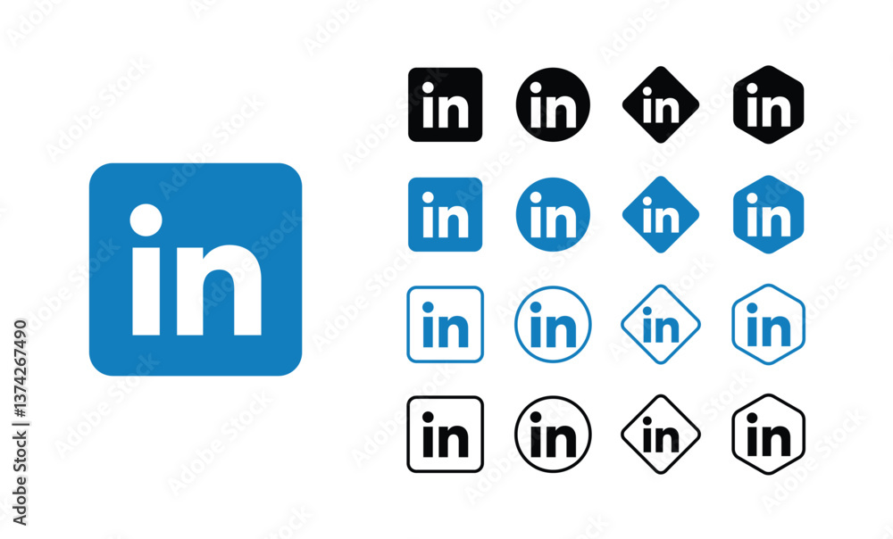linkedin logo icons set. linkedin logo transparent png. linkedin icon ...