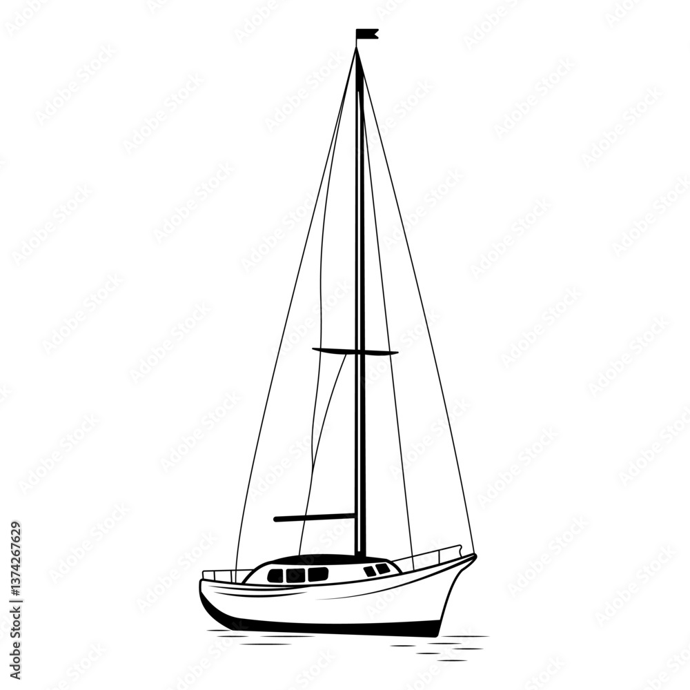 Vector images of boats. Line drawings of boats. Sailing vessels ...