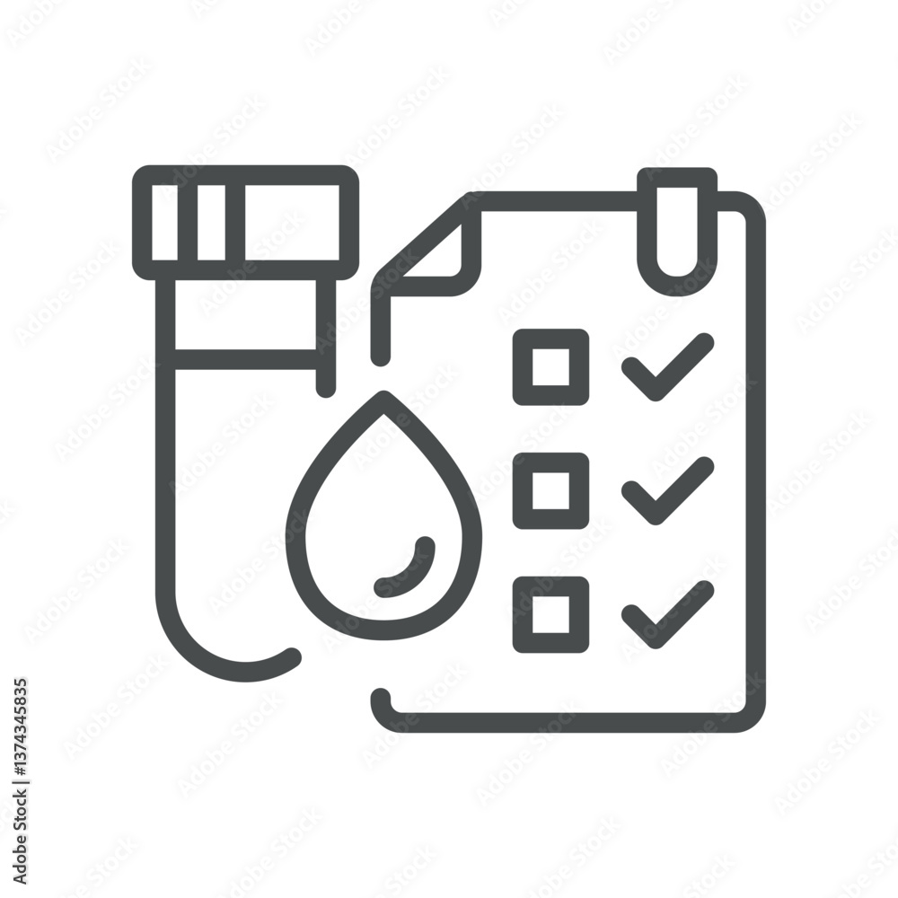 Blood Tests Checklist Icon. Simple Line Illustration of Blood Sample ...