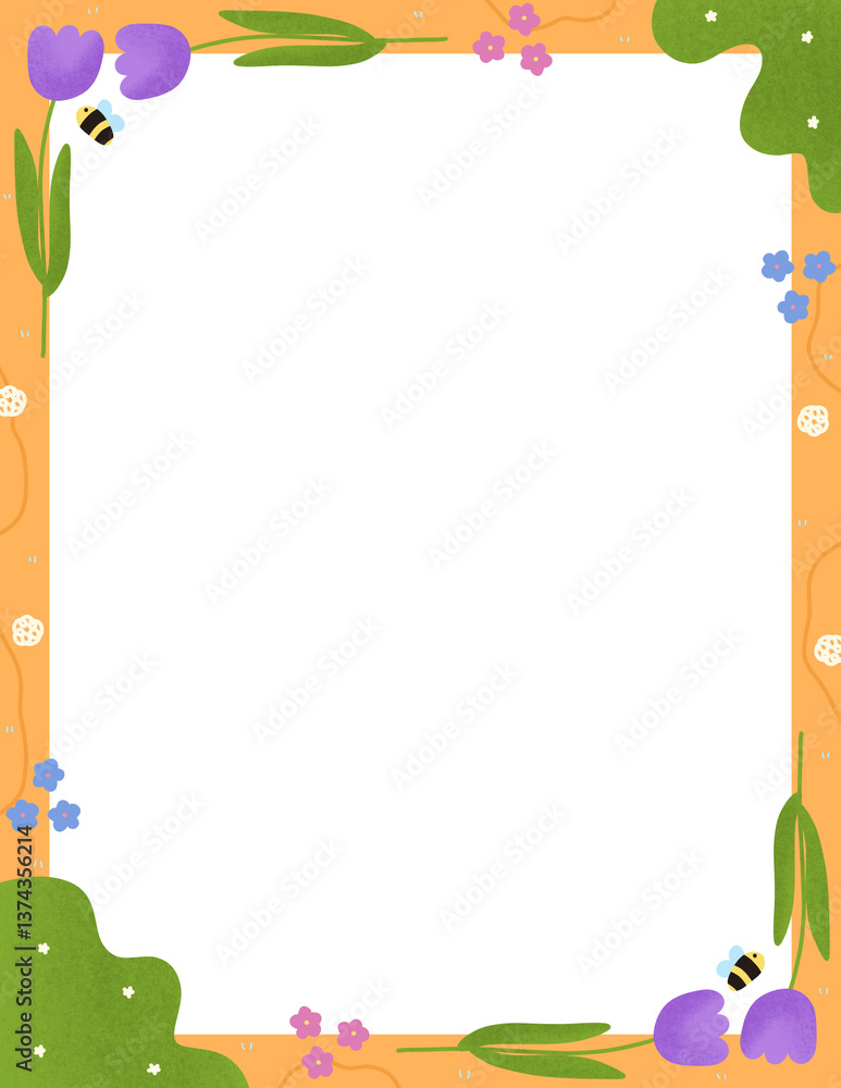 Colorful floral border frame. Flower Border. Hand drawn borders clipart ...