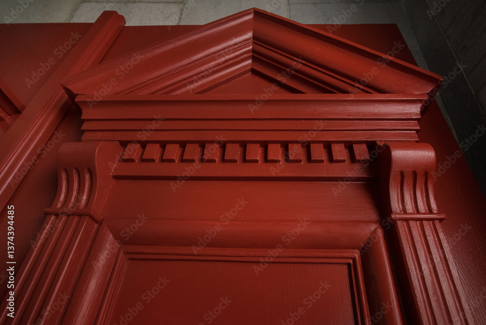 elements of a century-old antique entrance door after restoration and ...