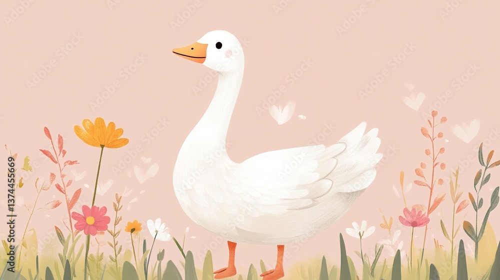 Charming Goose Illustration: Cute Animal Art for Kids, Whimsical ...