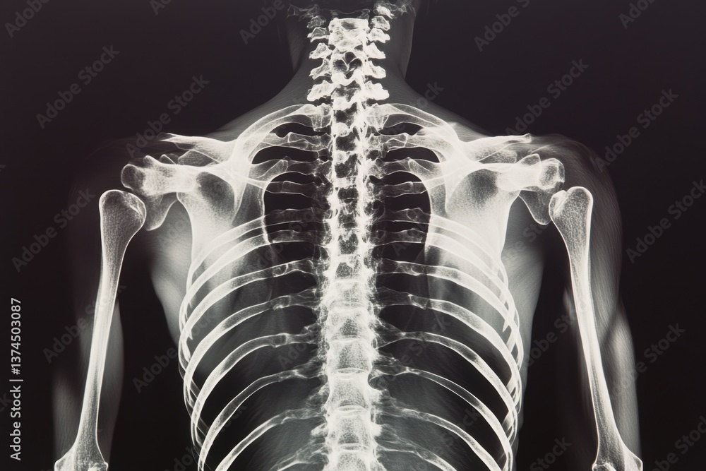 Stock-Foto „This photo shows an xray image revealing the skeletal ...