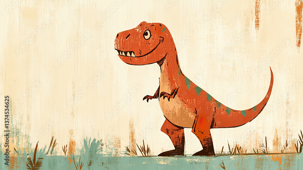 Exaggerated T-Rex Portrait: Full Body Dinosaur Illustration, Prehistoric Creature Art, Cartoon ...