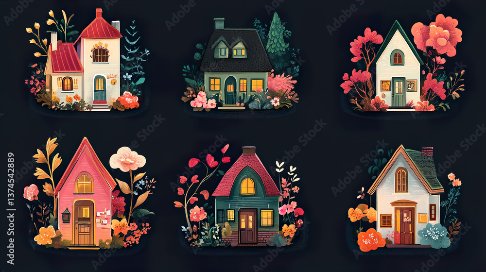 Spot the Differences: Houses and Flowers Puzzle, Fun Activity, Visual ...