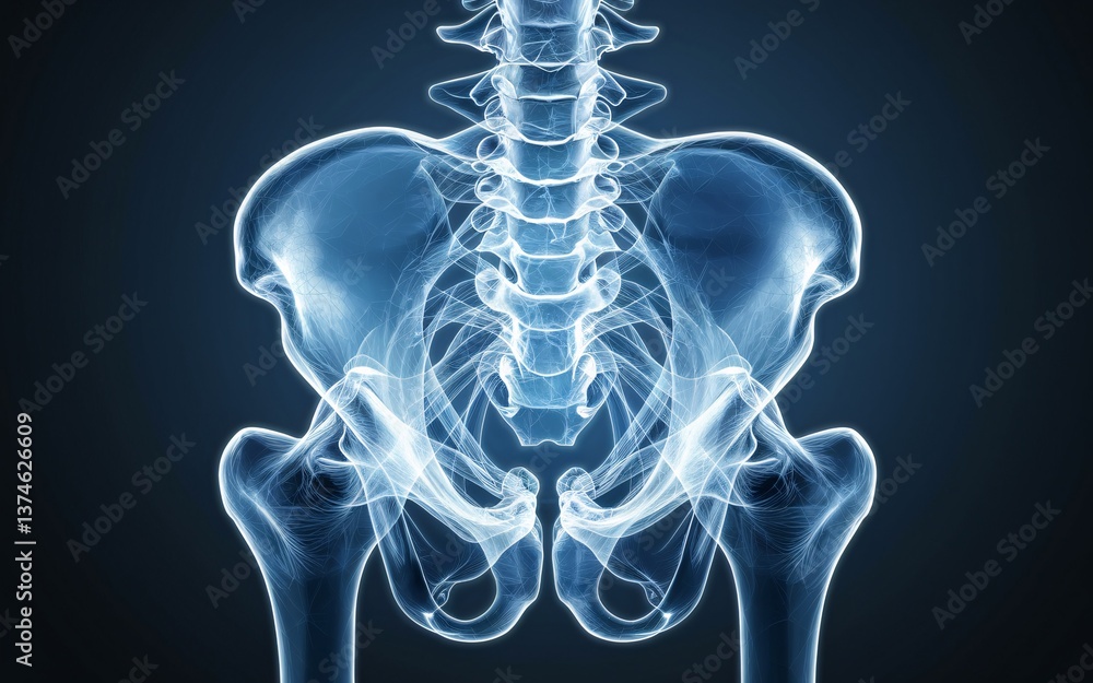 Hip Bone Cross-Section neon, X-Ray Pelvis and Spine Anatomy (1) Stock ...