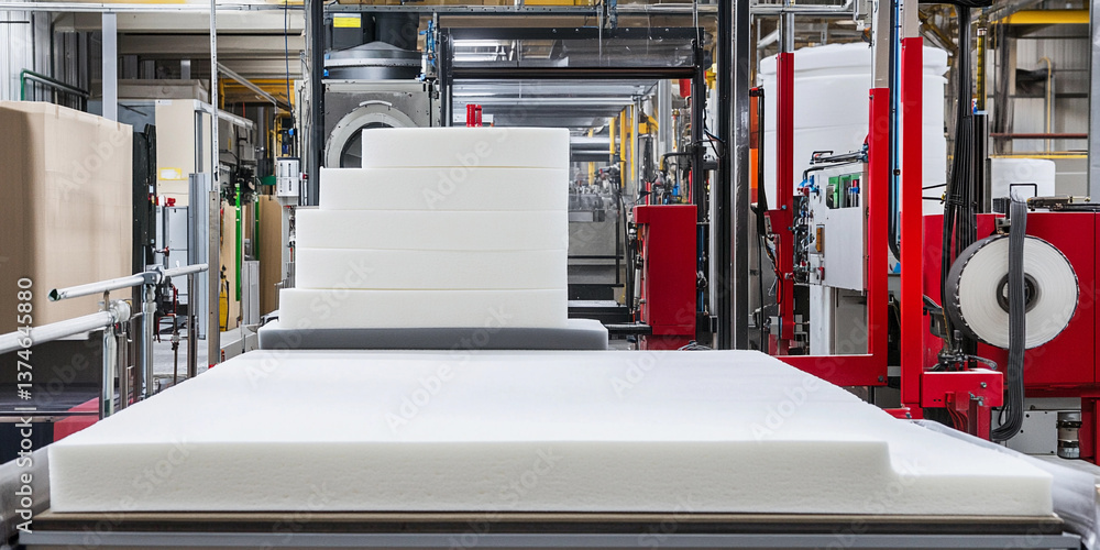 Production process of polyurethane foam in a manufacturing facility ...