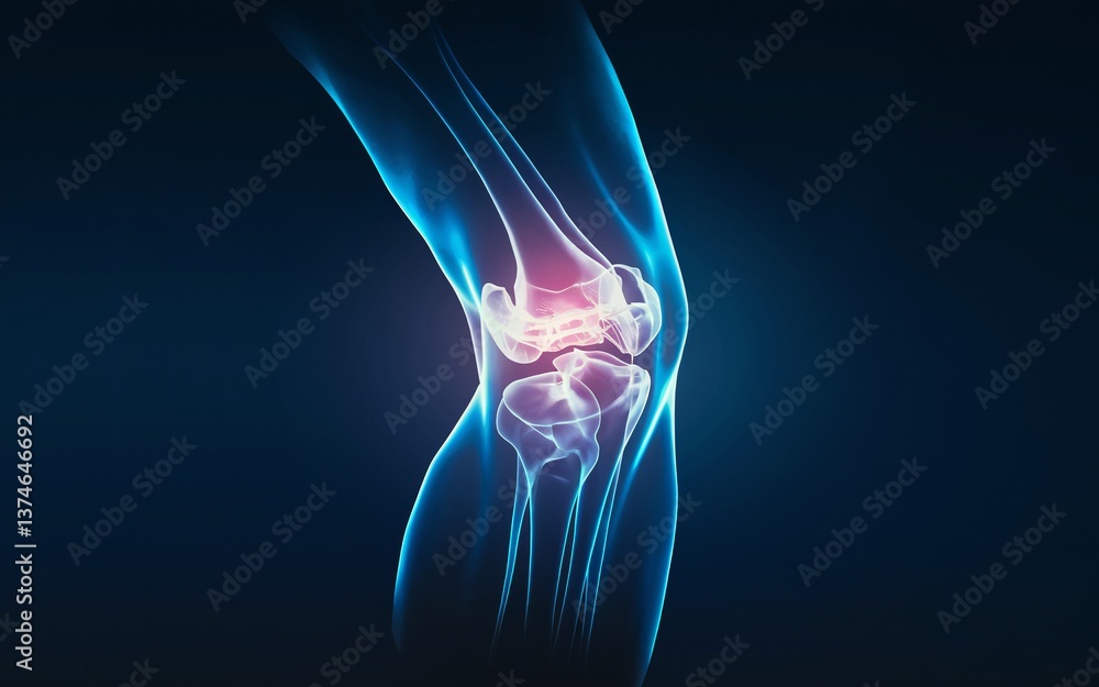 Knee Joint Cross-Section glowing neon, Animated knee pain anatomy Stock ...