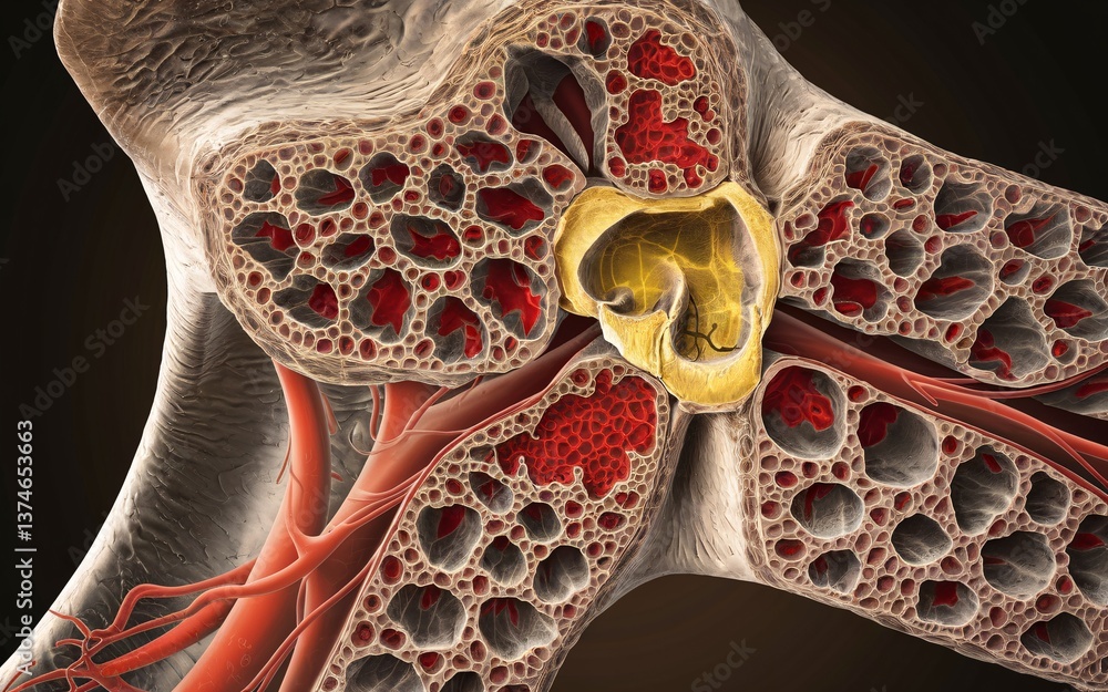 leg bone, Bone marrow cross-section anatomy Stock Illustration | Adobe ...