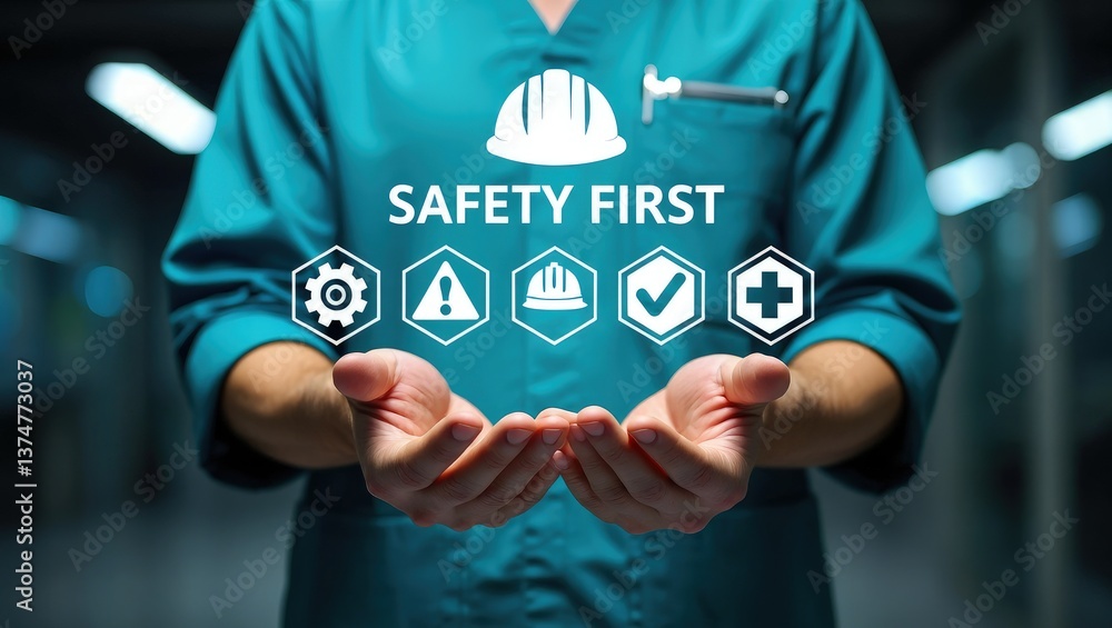 Safety first concept, work safety, caution work hazards, danger ...