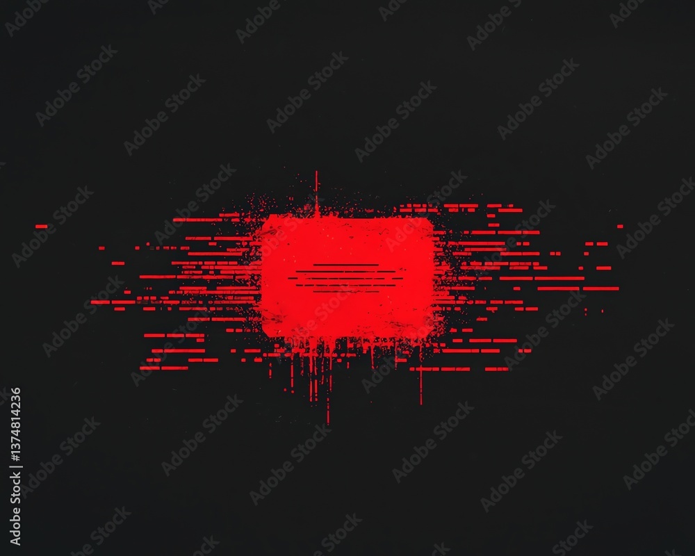 modern poster design with intentional visual errors, redacted elements ...